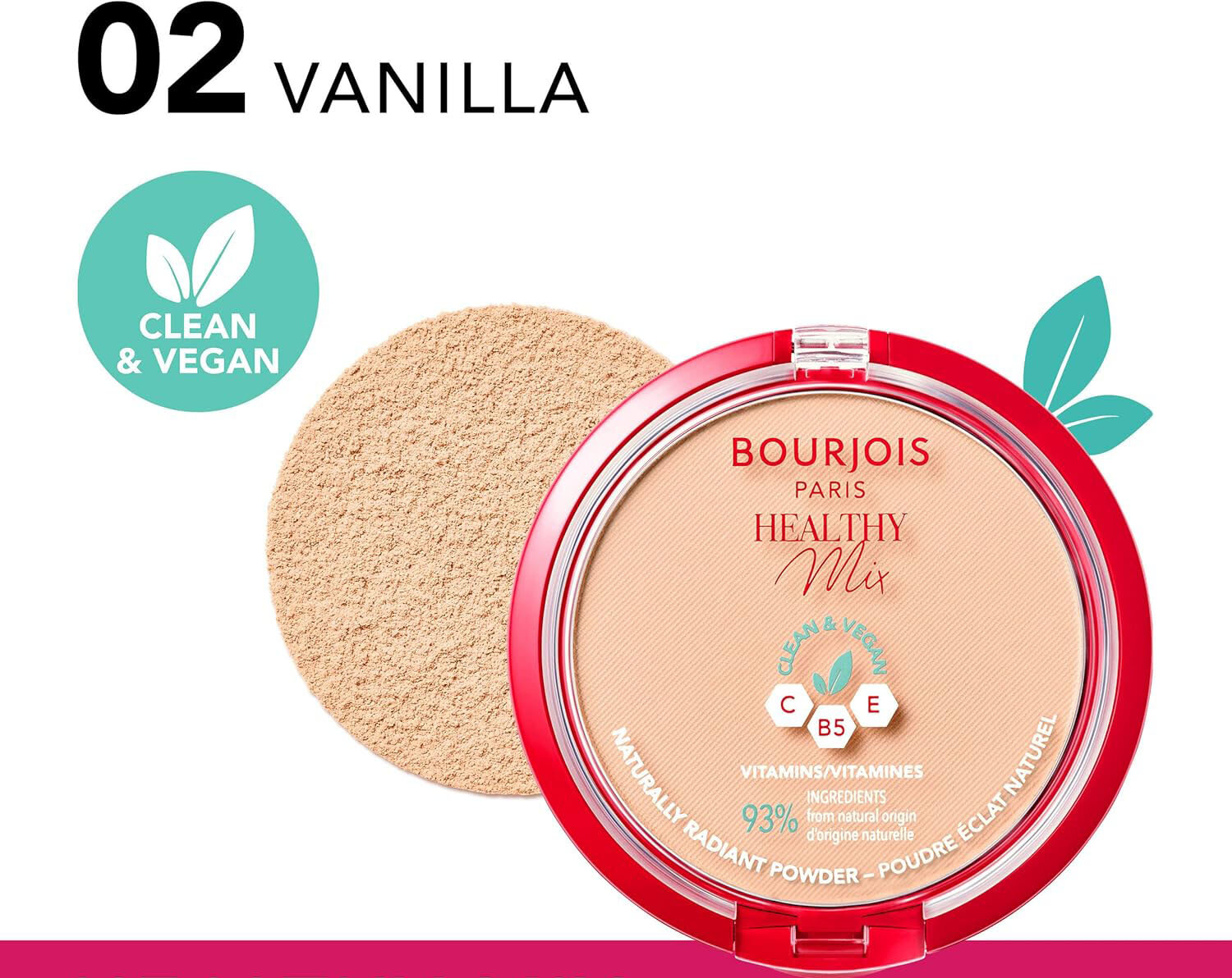 Bourjois Компактная пудра для лица Healthy Mix Clean&Vegan тон 02 Vanilla 11 г