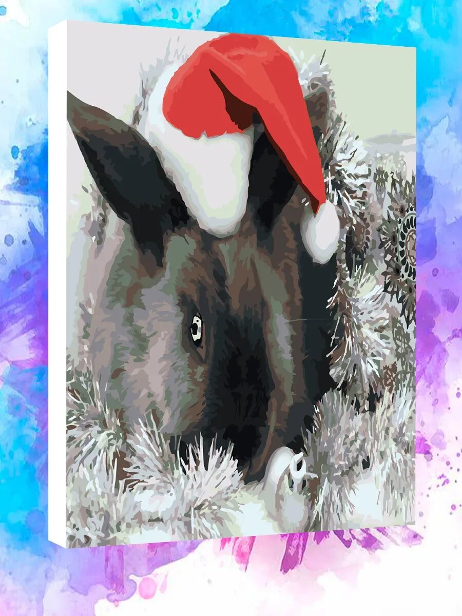 Картина по номерам Кролик Новый год