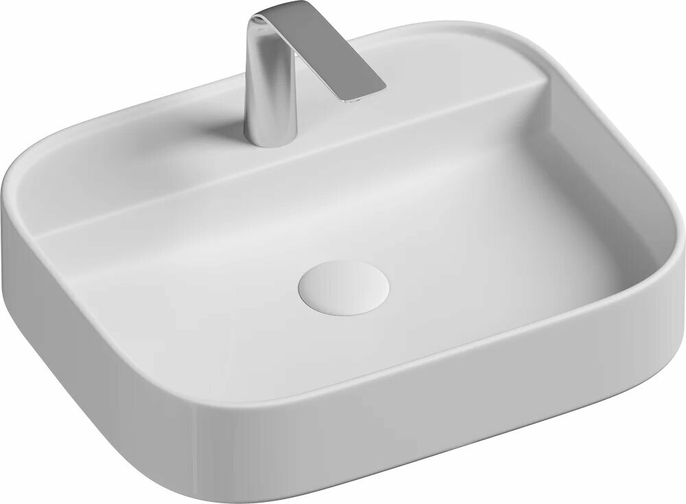 Накладная раковина Ceramicanova Элемент (Element) CN6034 55 без отверстия под смеситель, фарфоровая, прямоугольная, раковина для ванной, белая