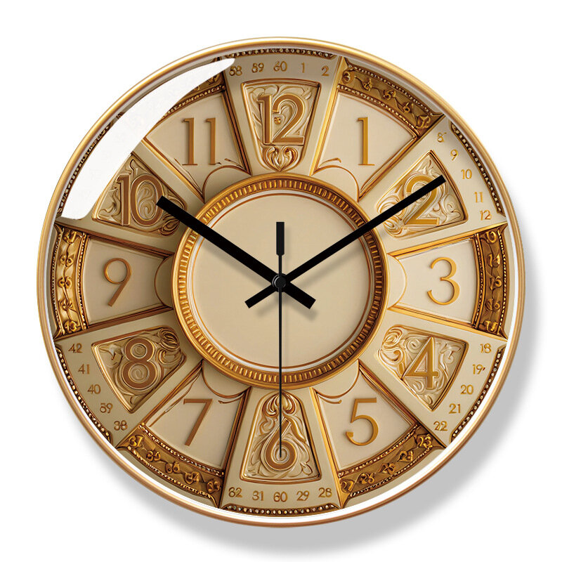 Винтажные настенные часы с римскими цифрами, 30 см, бесшумные кварцевые часы с элегантным золотисто-бежевым дизайном, декоративные часы без тиканья для гостиной, спальни, кухни, офиса - на батарейках