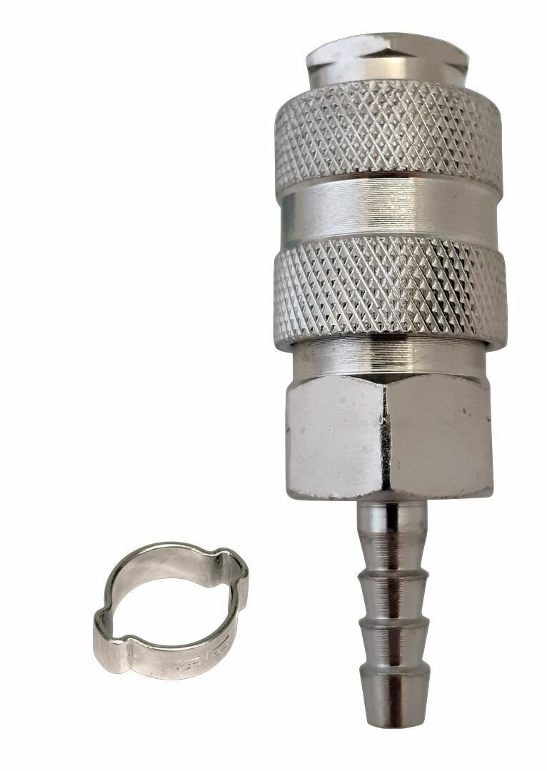 Разъемное соединение рапид (муфта) FUBAG елочка 6мм с обжимным кольцом 6х11мм, блистер (1шт) 180120