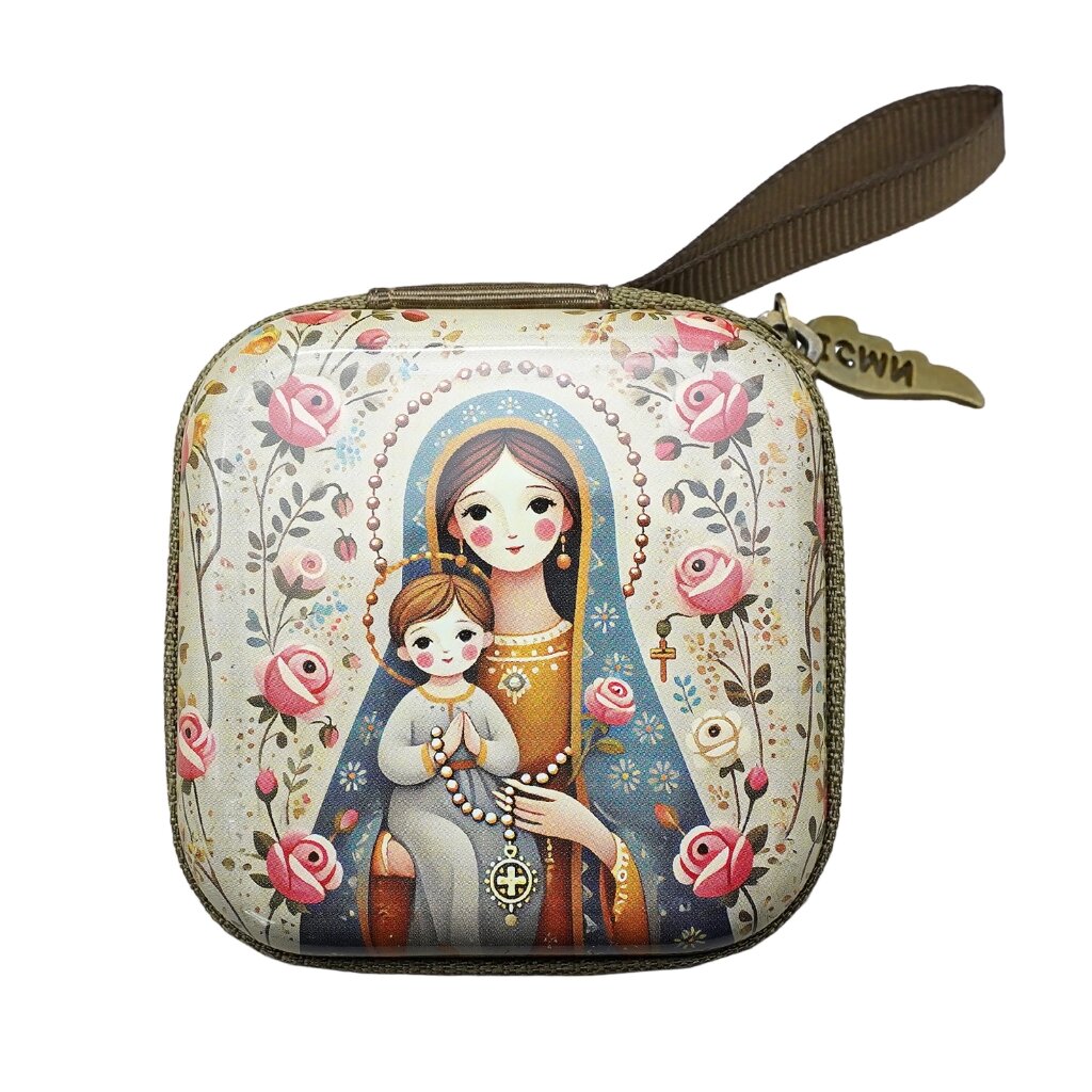 Квадратная Мультяшная Сумка Для Четок-Мультяшная Девственница С Ребенком На руках