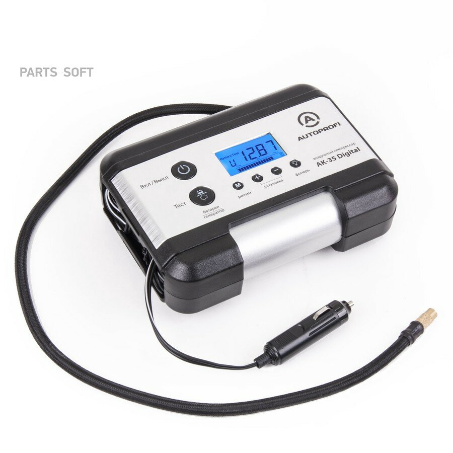 Компрессор AK-35 Digital ЖК дисплей, тест АКБ и генератора, 140W, 102PSI, (30лмин) 12V AUTOPROFI 18 от официального дистрибьютора, AUTOPROFI, артикул AK35DIGITAL
