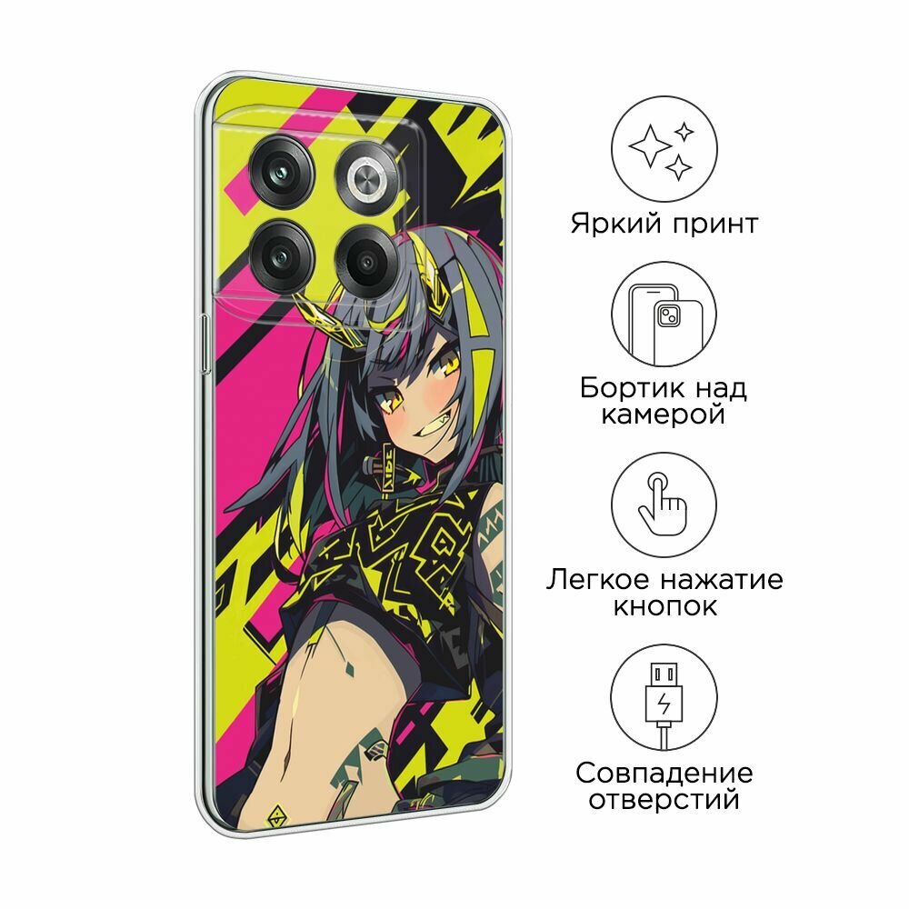 Чехол на OnePlus 10T / Ван плюс 10T с принтом "Девушка в кибер костюме" — фото 1