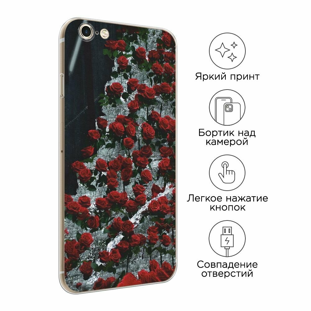 Чехол на Apple iPhone 6 Plus/6S Plus / Айфон 6 Плюс/Айфон 6С Плюс с принтом Цветущие алые розы — фото 1