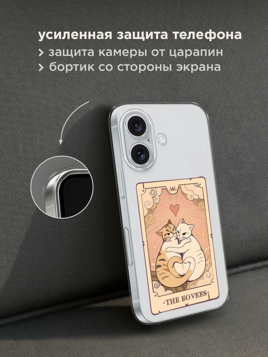Чехол на Apple iPhone 16 / Айфон 16 с принтом "The lovers cats 2 - 14 февраля", прозрачный — фото 1