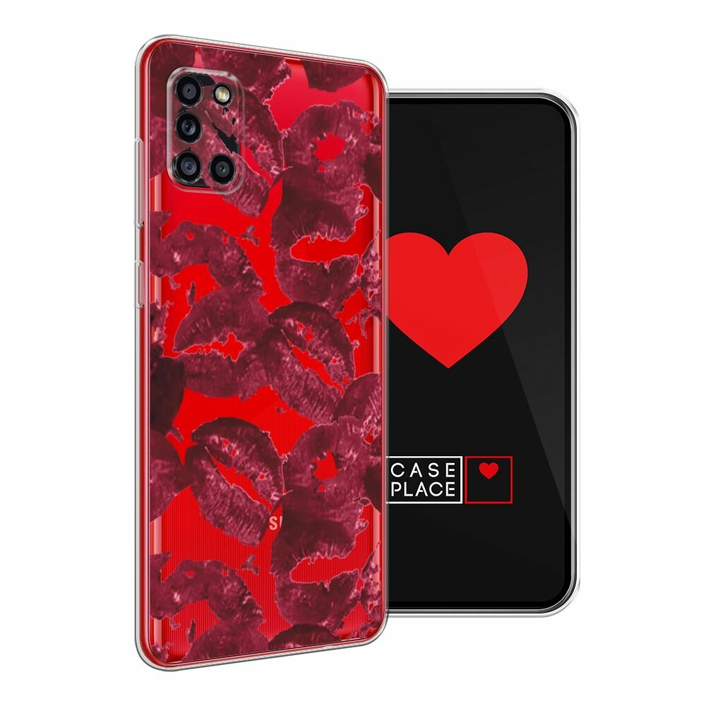 Чехол на Samsung Galaxy A31 / Самсунг Галакси А31 с принтом "Помада паттерн 2", прозрачный — фото 1