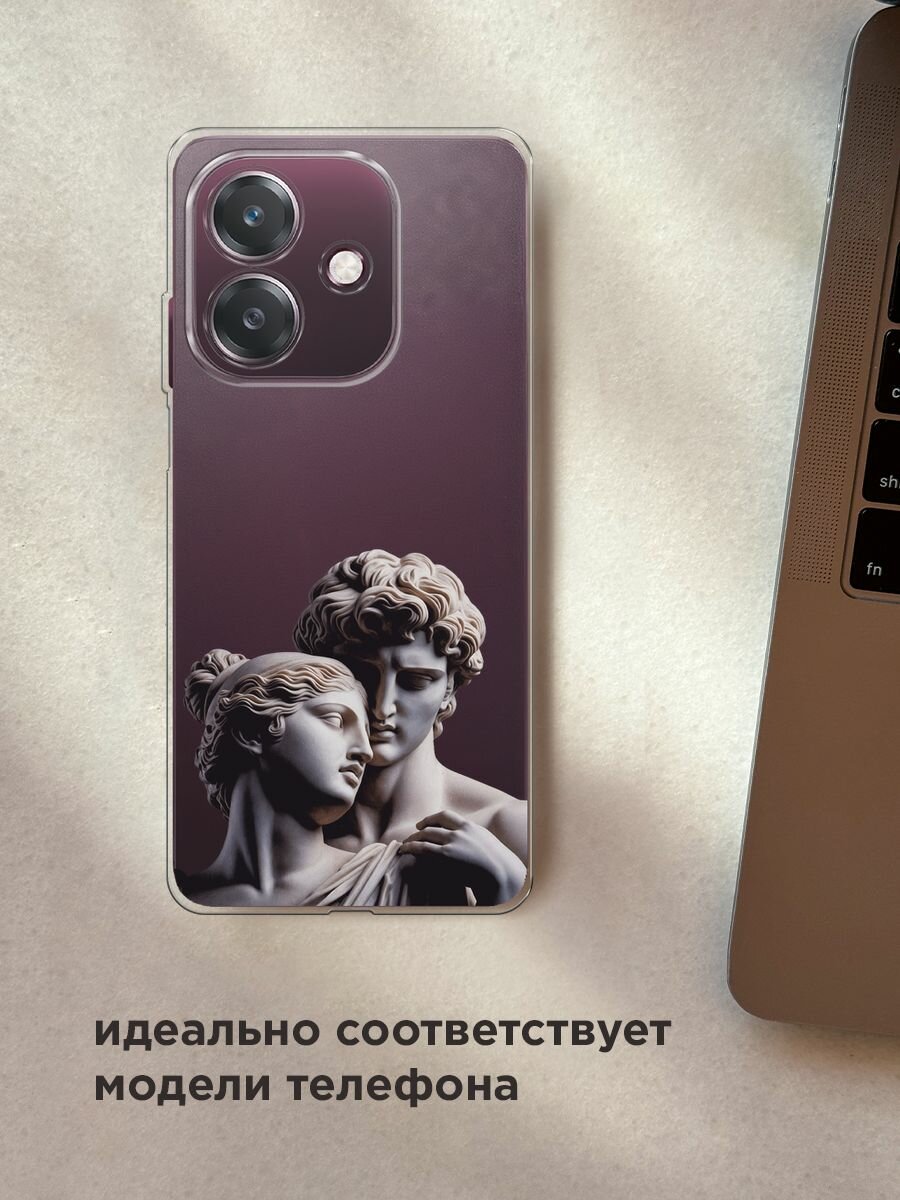 Чехол на Oppo A3/A3x / Оппо А3/A3x с принтом "Нежные скульптуры - 14 февраля", прозрачный — фото 1
