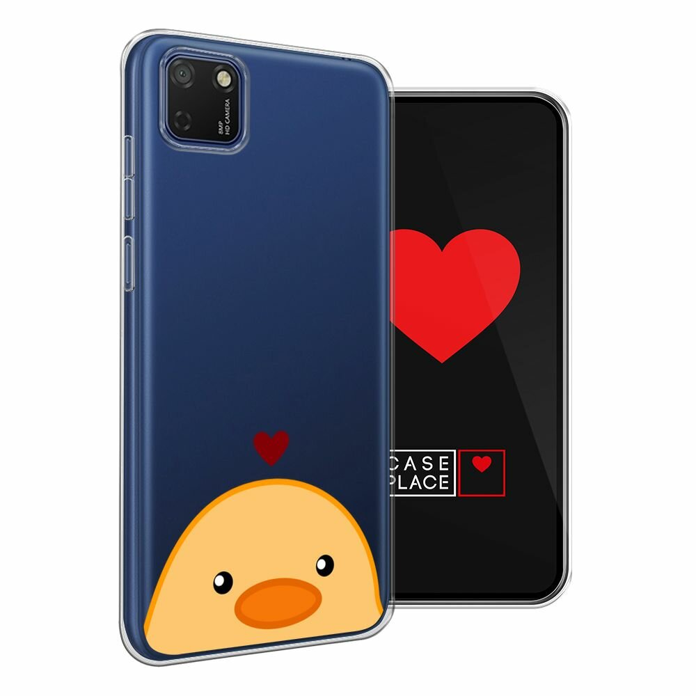 Чехол на Honor 9S/Huawei Y5p / Хонор 9S/Хуавей Y5p с принтом "Влюблённая уточка - 14 февраля", прозрачный — фото 1