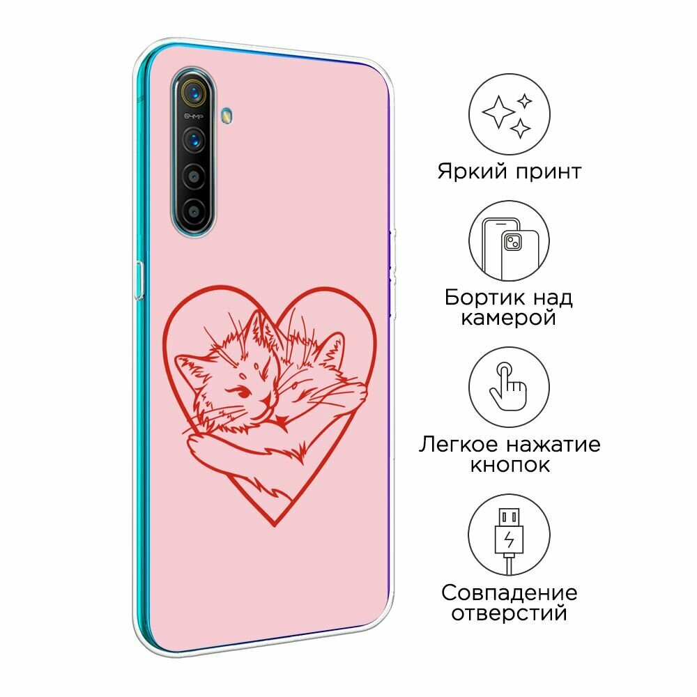 Чехол на Realme XT / Реалми XT с принтом "Влюблённые котики рисунок 1 - 14 февраля" — фото 1