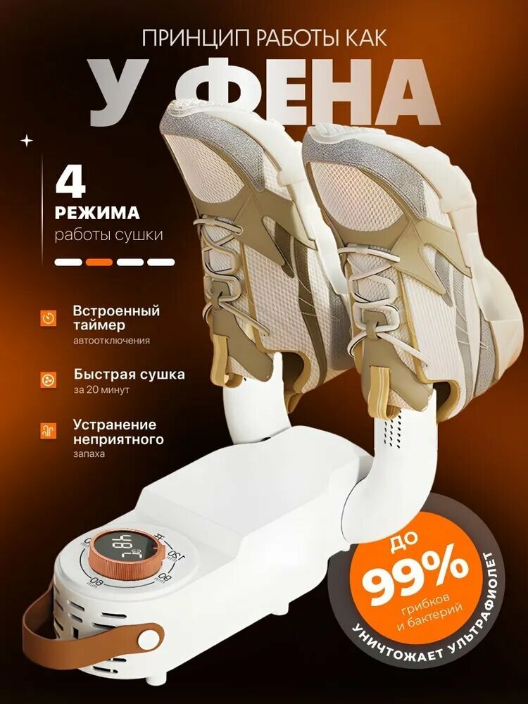 Сушилка для обуви Электрическая с Ультрафиолетом и Таймером Быстрая Сушка и Стерилизация Для Кроссовок, Сапог, Детской обуви