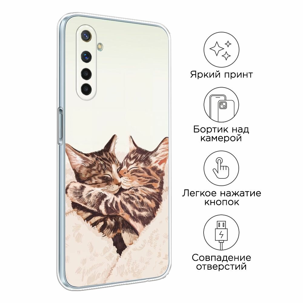 Чехол на Realme 6 / Реалми 6 с принтом "Влюбленные котейки - 14 февраля" — фото 1