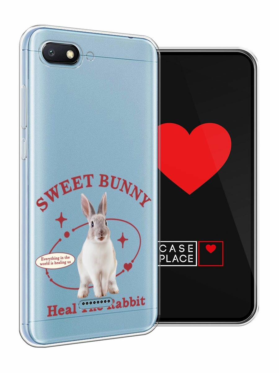 Чехол на Xiaomi Redmi 6A / Сяоми Редми 6А с принтом "Heal the rabbit", прозрачный — фото 1