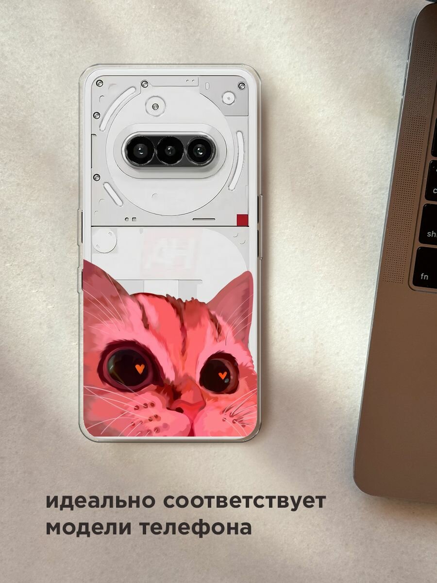 Чехол на Nothing Phone 3a / Нотинг Фон 3а с принтом "Affectionate cat - 8 марта", прозрачный — фото 1