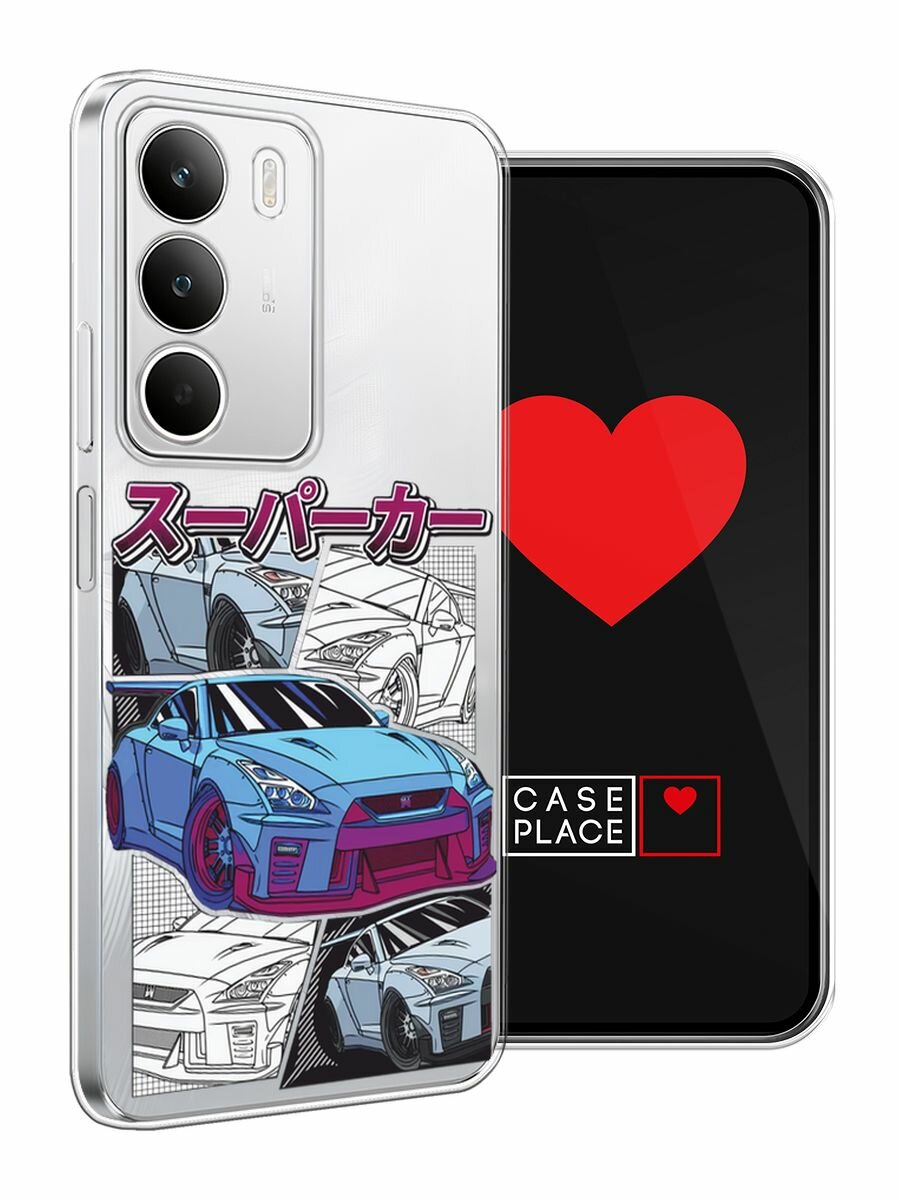 Чехол на Realme C71/P3 Lite 4G / Реалми С71/P3 Лайт 4G с принтом "JDM коллаж", прозрачный — фото 1