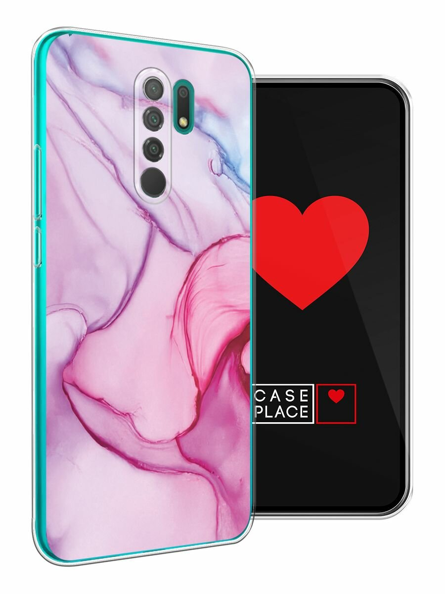Чехол на Xiaomi Redmi 9 / Сяоми Редми 9 с принтом "Розовые мраморные разводы" — фото 1