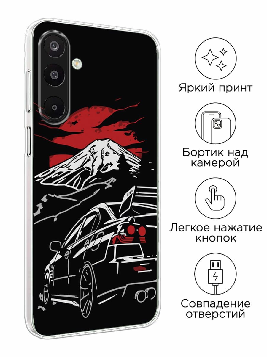 Чехол на Samsung Galaxy M16 / Самсунг Галакси М16 с принтом "Машина в горах JDM" — фото 1