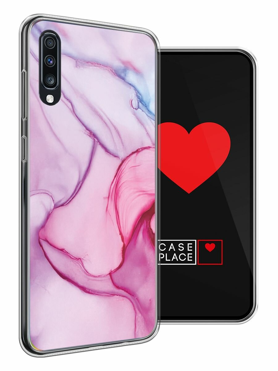 Чехол на Samsung Galaxy A70 / Самсунг Галакси А70 с принтом "Розовые мраморные разводы" — фото 1