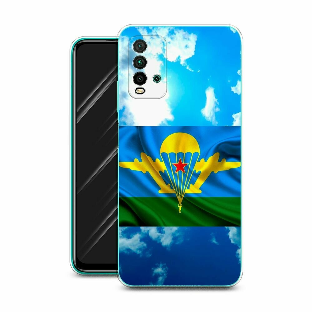 Чехол на Xiaomi Redmi 9T / Сяоми Редми 9Т с принтом "ВДВ флаг в небесах" — фото 1