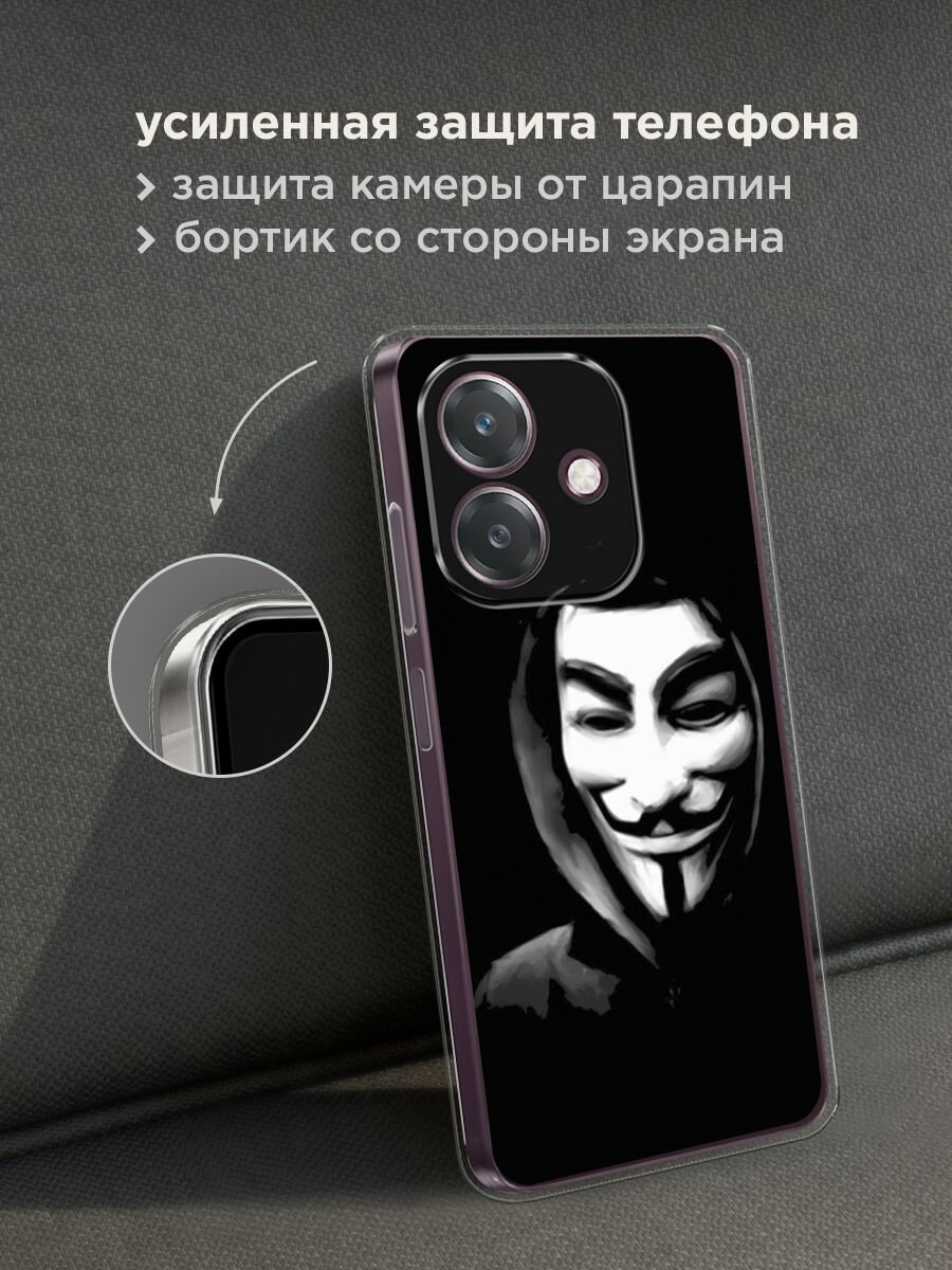 Силиконовый чехол на Oppo A3/A3x / Оппо А3/A3x с принтом "Анонимус" — фото 1