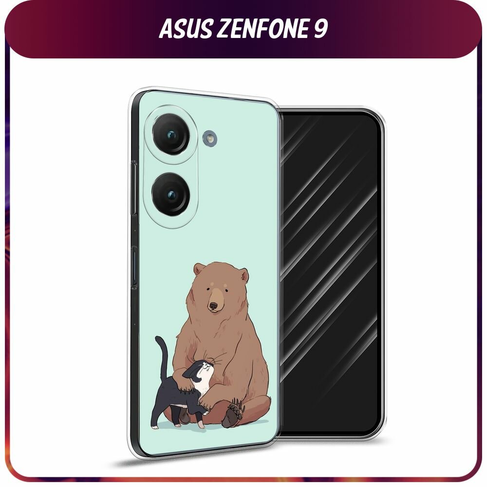 Чехол на Asus ZenFone 9/ZenFone 10 / Асус Зенфон 9/Зенфон 10 с принтом "Медведь и кошка дружба"