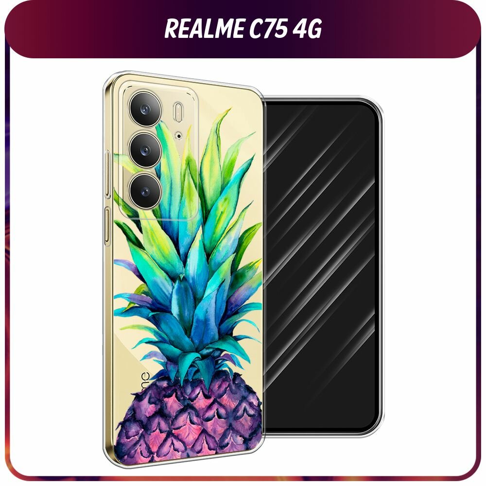 Чехол на Realme C75 4G / Реалми C75 4G с принтом Яркий ананас, прозрачный