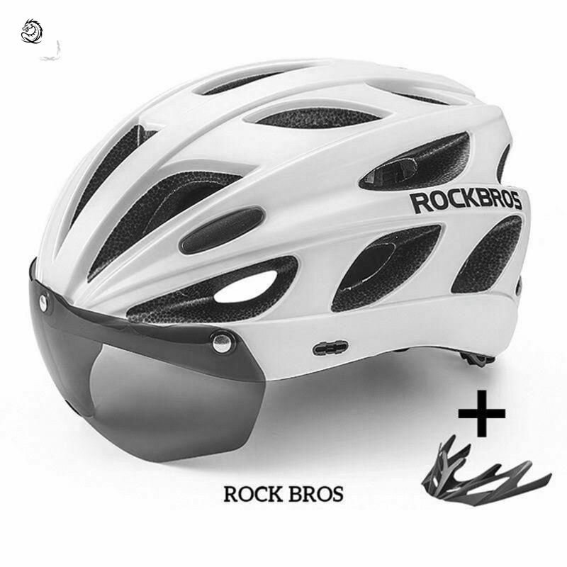Шлем велосипедный ROCK BROS Bike Helmet, защитный спортивный, солнцезащитный визор, козырек в комплекте, экипировка для скутера, самоката, электросамоката, белый