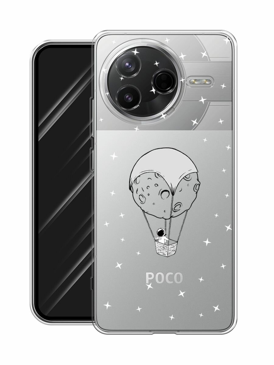 Чехол на Poco F7 Pro / Поко F7 Про с принтом Воздушный шар луна, прозрачный — фото 1