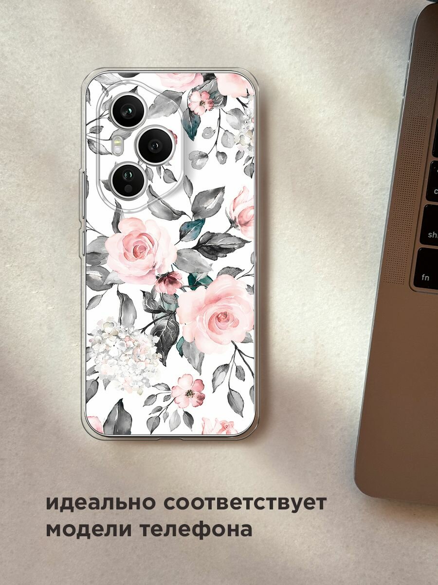Чехол на Honor 400 Pro / Хонор 400 Про с принтом "Розы на белом" — фото 1