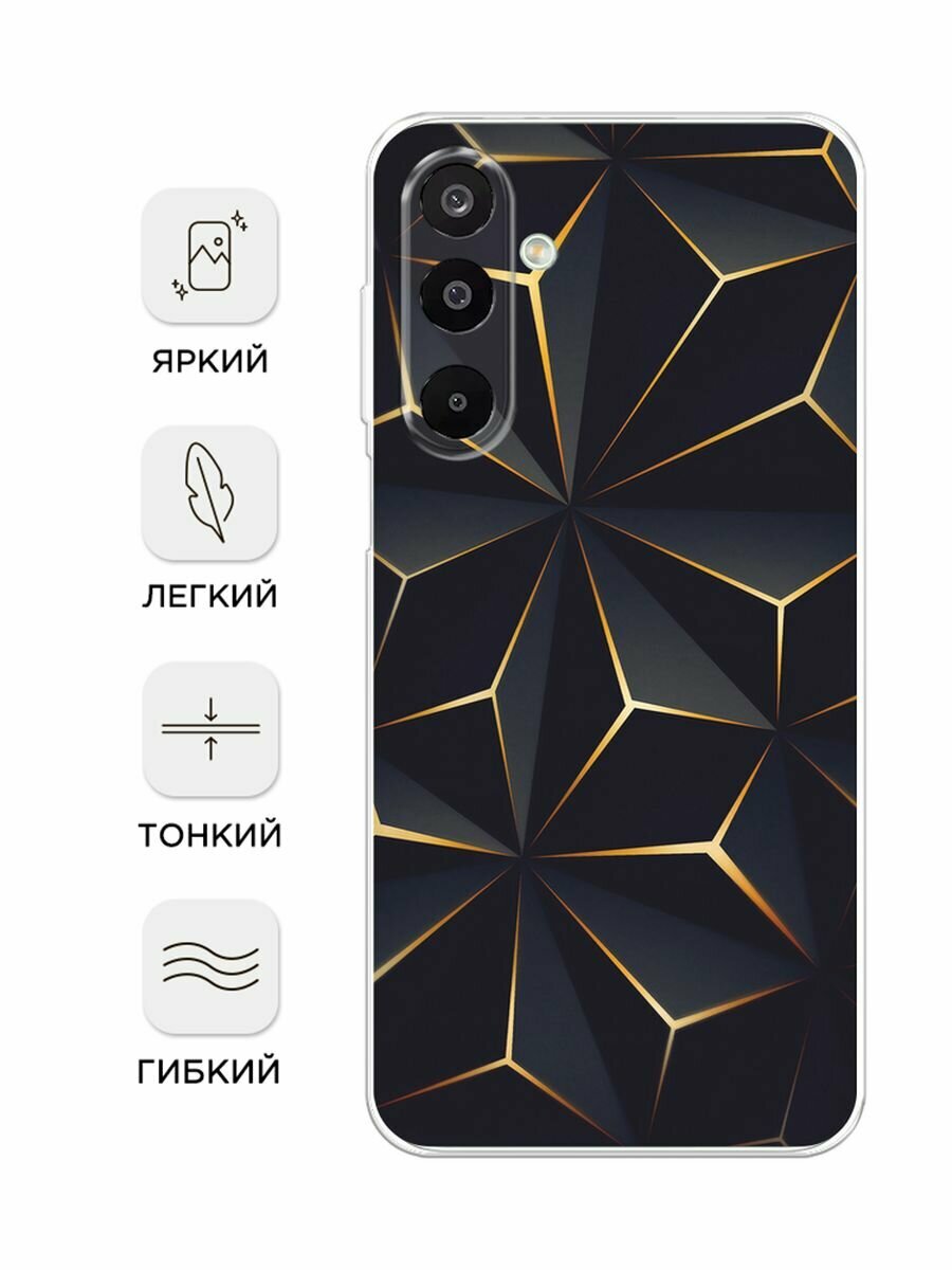 Чехол на Samsung Galaxy M16 / Самсунг Галакси М16 с принтом "Черные полигоны" — фото 1