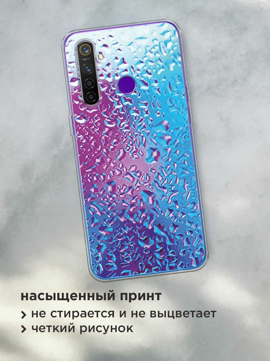 Чехол на Realme 5 Pro / Реалми 5 Про с принтом "Капли на стекле" — фото 1