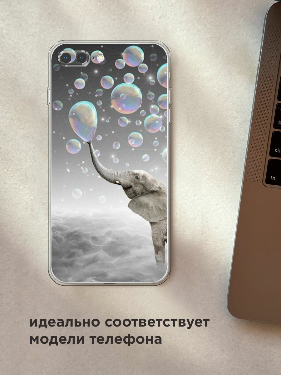 Чехол на Apple iPhone 7 Plus / Айфон 7 Плюс с принтом "Слон и мыльные пузыри" — фото 1