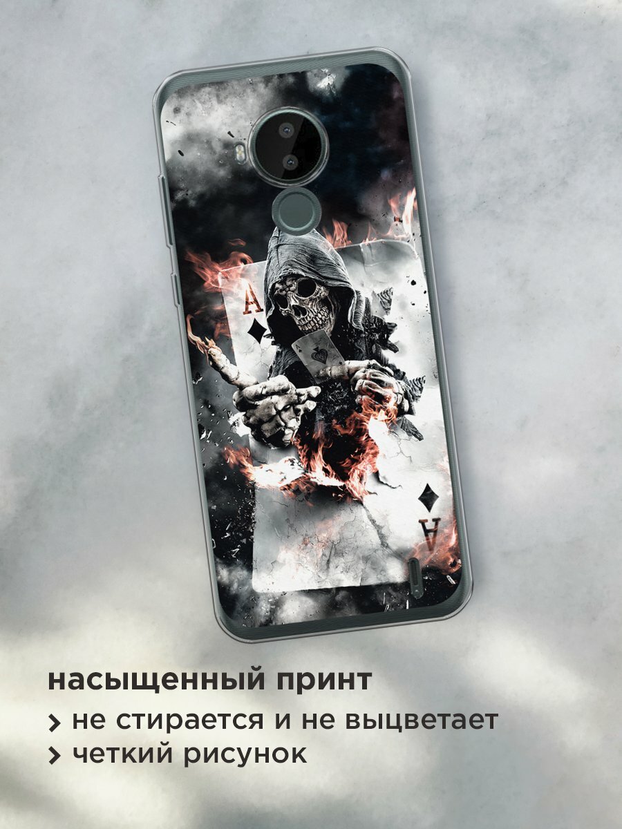 Чехол на Nokia C30 / Нокия C30 с принтом "Карты черепа в капюшоне" — фото 1