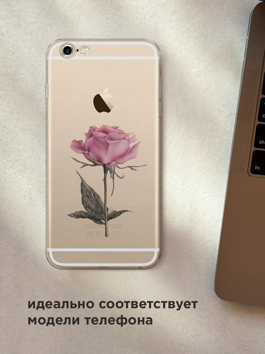 Чехол на Apple iPhone 6 Plus/6S Plus / Айфон 6 Плюс/Айфон 6С Плюс с принтом "Меланхоличная роза", прозрачный — фото 1