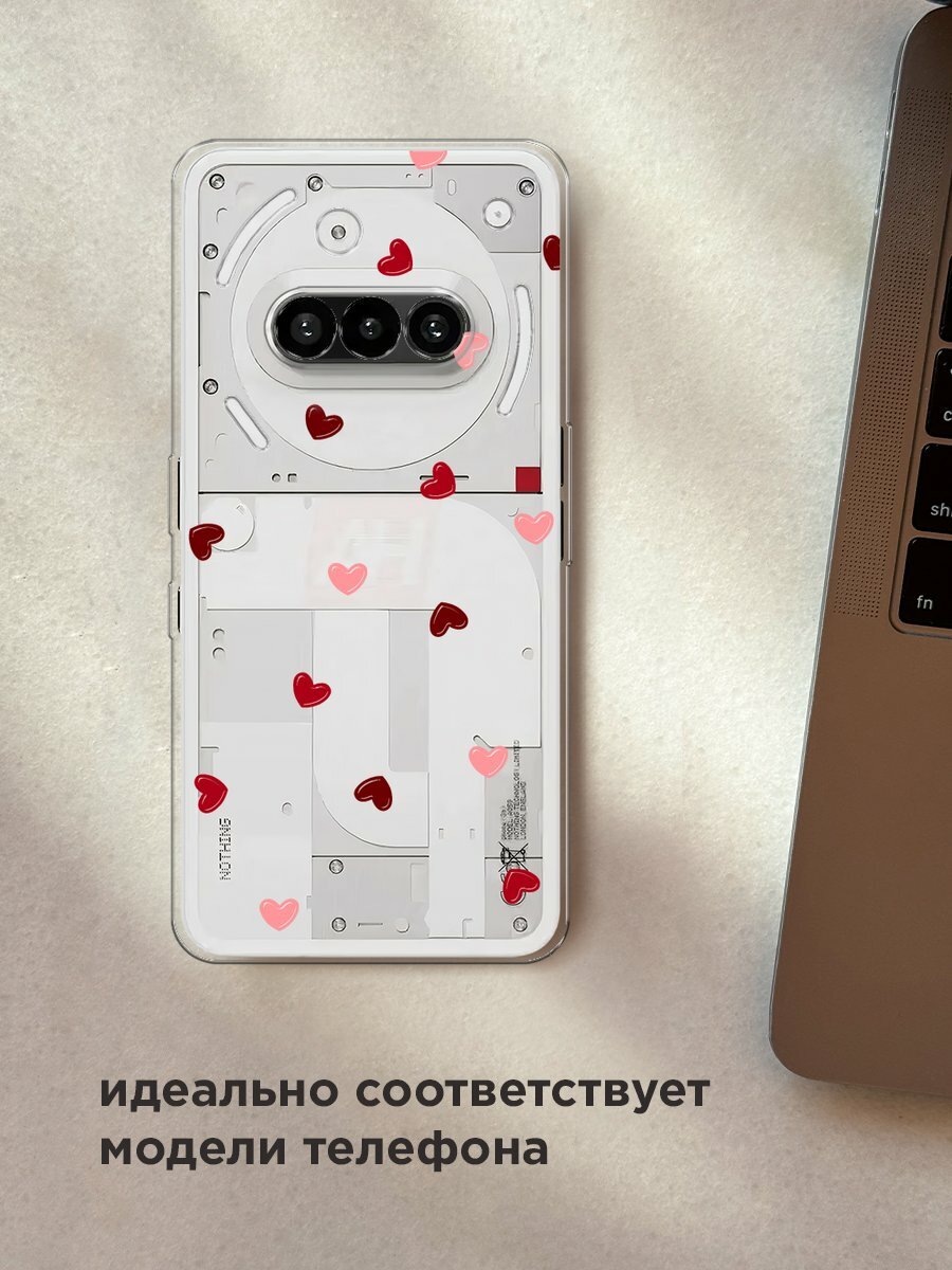 Чехол на Nothing Phone 3a / Нотинг Фон 3а с принтом "Бордовые сердечки 2" — фото 1