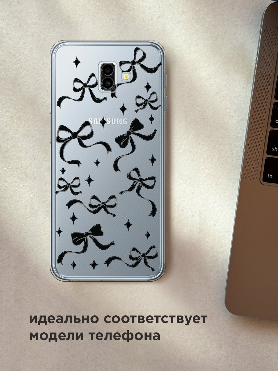 Чехол на Samsung Galaxy J6 + / Самсунг Галакси J6 Плюс 2018 с принтом "Милые чёрные бантики 4" — фото 1