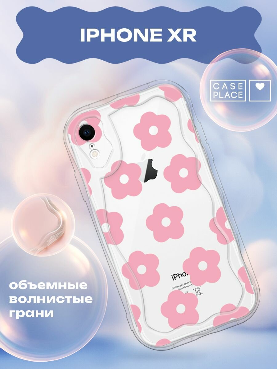 Чехол на Apple iPhone XR / Айфон XR с принтом "Цветы розовые паттерн"