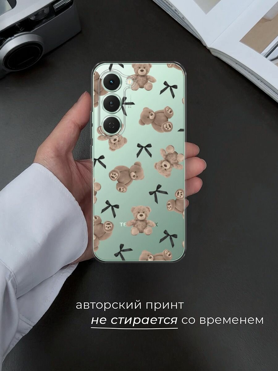 Чехол на Tecno Spark 40 Pro / Текно Спарк 40 Про с принтом "Плюшовые мишки 2", прозрачный — фото 1