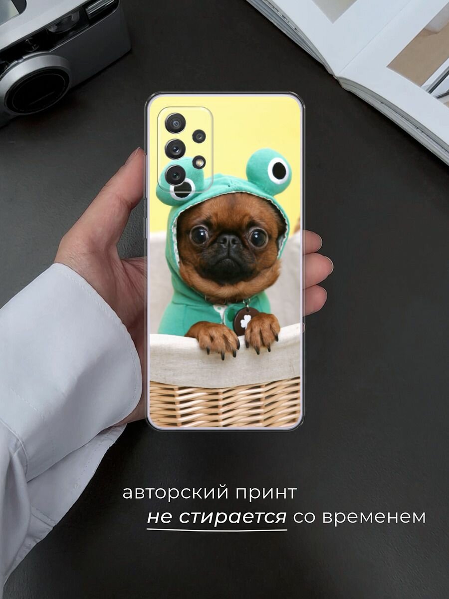 Чехол на Samsung Galaxy A73 / Самсунг Галакси А73 с принтом "Собачка в шапке лягушки" — фото 1