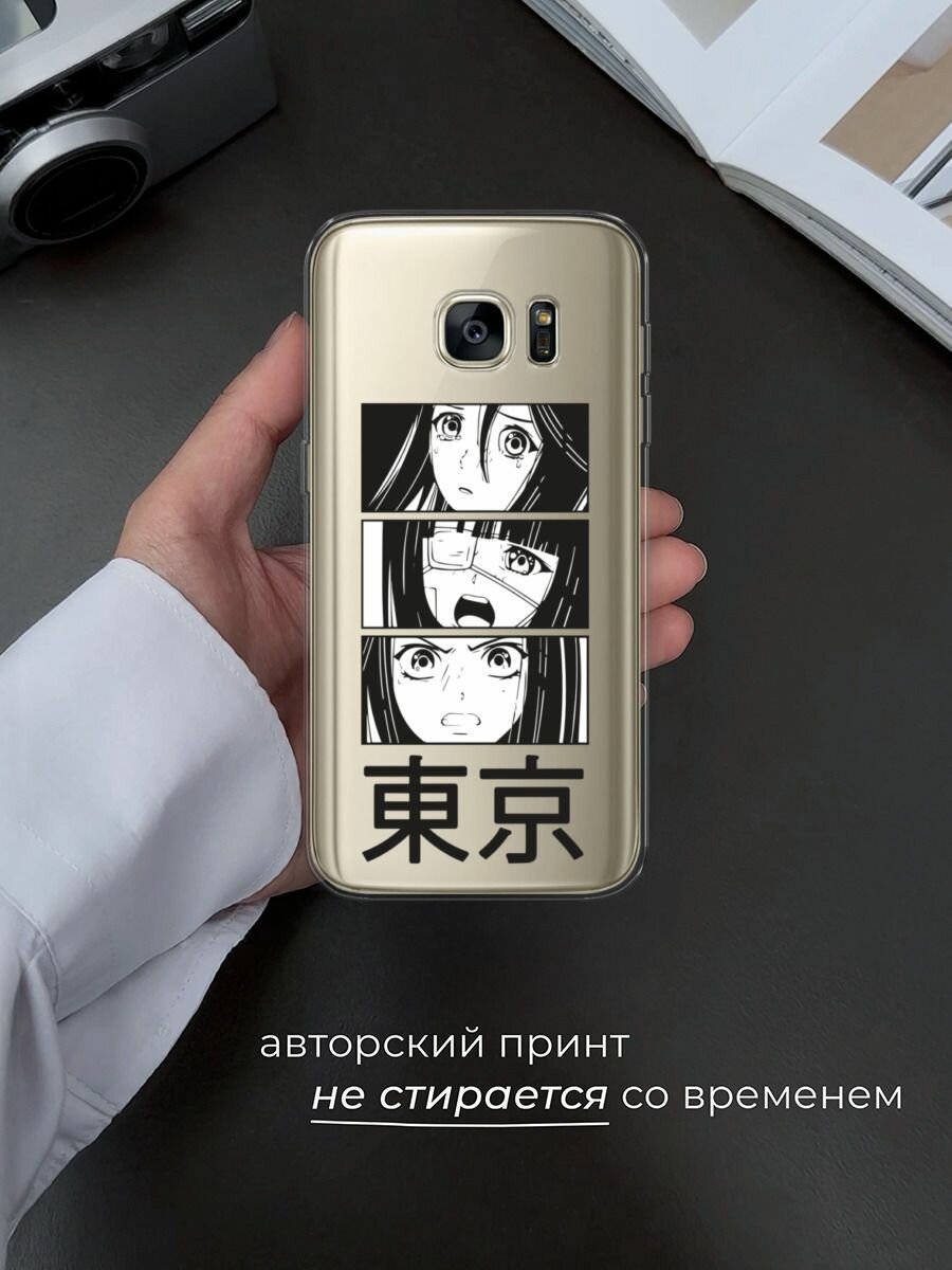 Чехол на Samsung Galaxy S7 / Самсунг Галакси С 7 с принтом "Tokyo girls", прозрачный — фото 1