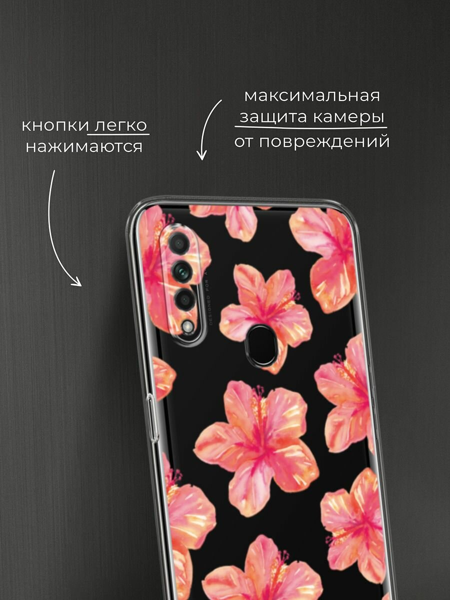 Силиконовый чехол на Oppo A31 / Оппо А31 с принтом "Pink flowers" — фото 1