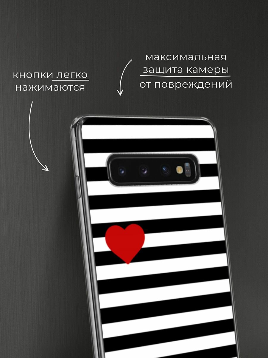 Чехол на Samsung Galaxy S10 + / Самсунг Галакси S10 Плюс с принтом "Красное сердце" — фото 1