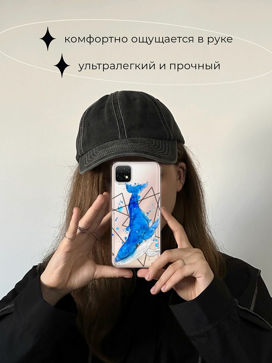 Чехол на Wiko T3 / Вико Т3 с принтом "Кит графика", прозрачный — фото 1