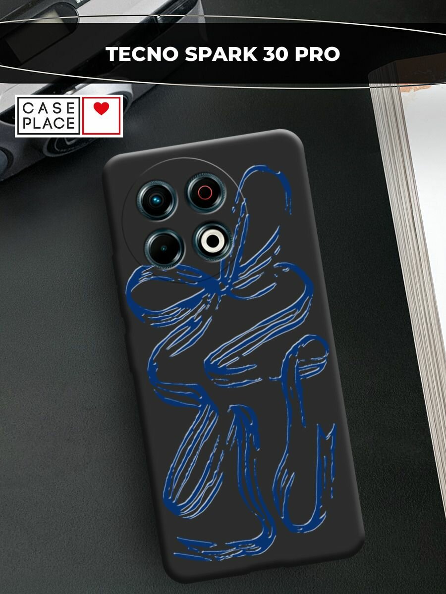 Чехол на Tecno Spark 30 Pro / Техно Спарк 30 Про с принтом "Полосатый розовый бант 3"