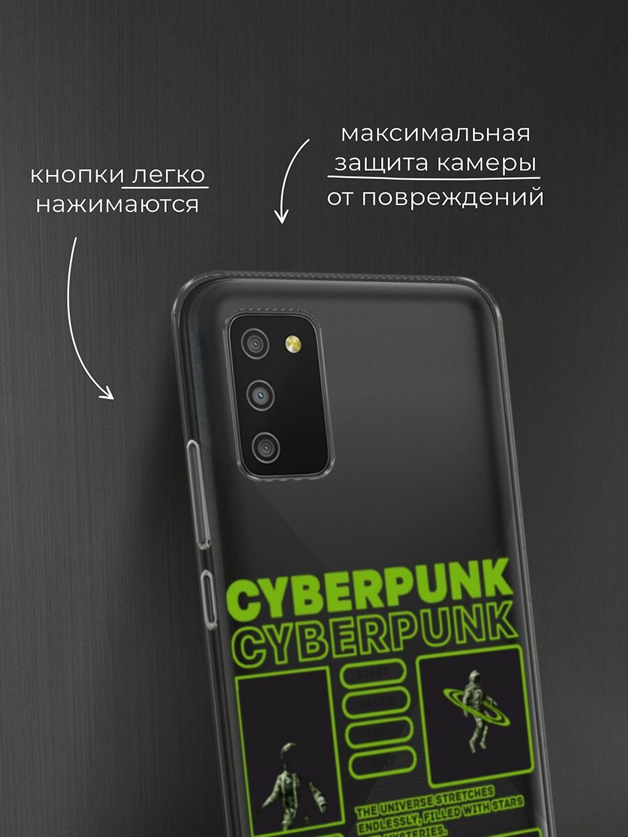 Чехол на Samsung Galaxy A02s / Самсунг Галакси A02s с принтом "Cyberpunk", прозрачный — фото 1