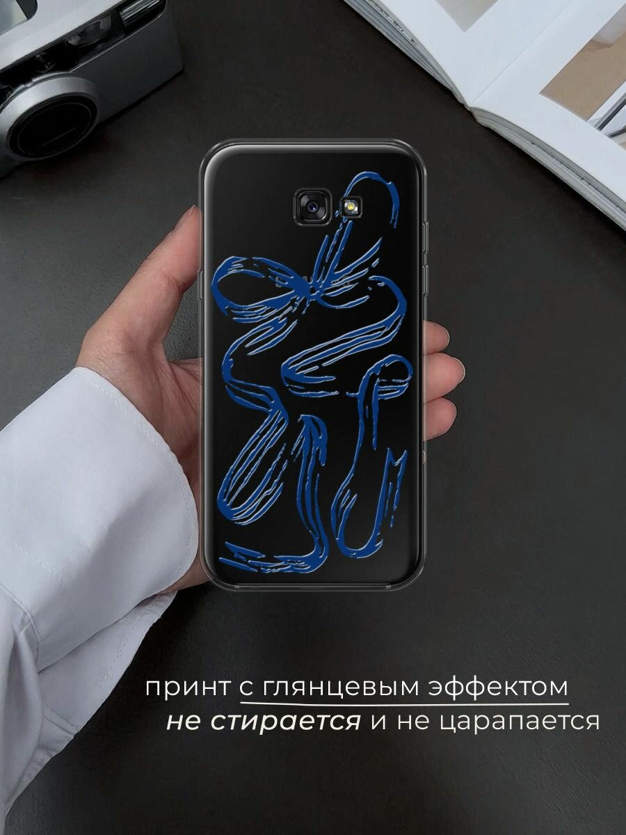 Чехол на Samsung Galaxy A7 2017 / Самсунг Галакси А7 2017 с принтом "Синие очертания банта 2" — фото 1