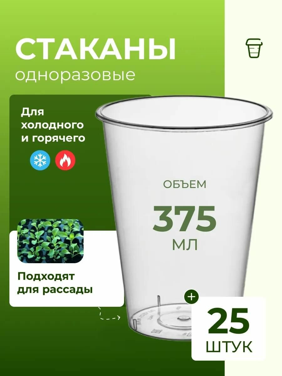 Стаканы одноразовые пластиковые 375 мл