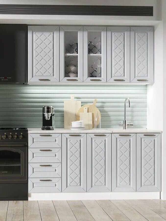 Кухонный гарнитур МДФ 1,6 м в стиле Прованс, Антрацит