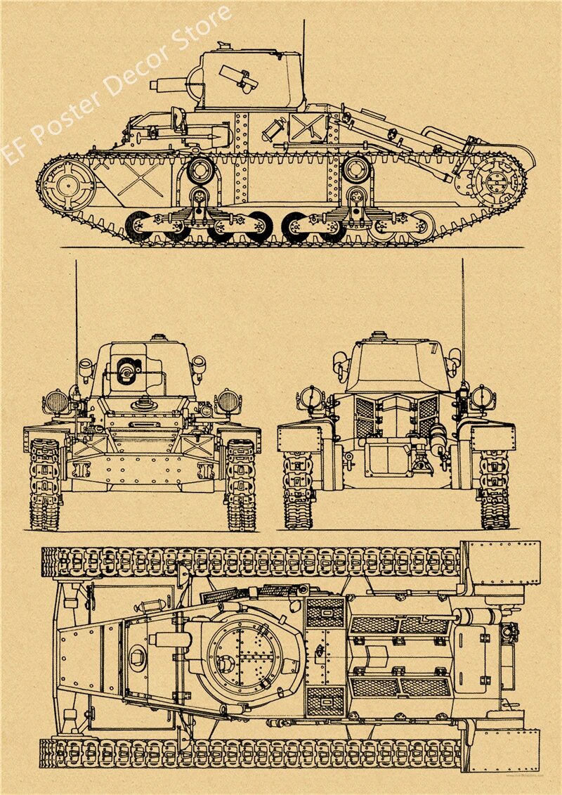 Плакат "Танк времен Второй мировой войны", A4, цвет 20