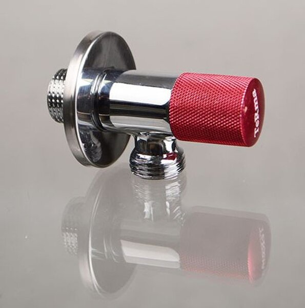 Кран угловой хромированный 1/2" Н-Н керамический затвор Terma ручка круглая Red